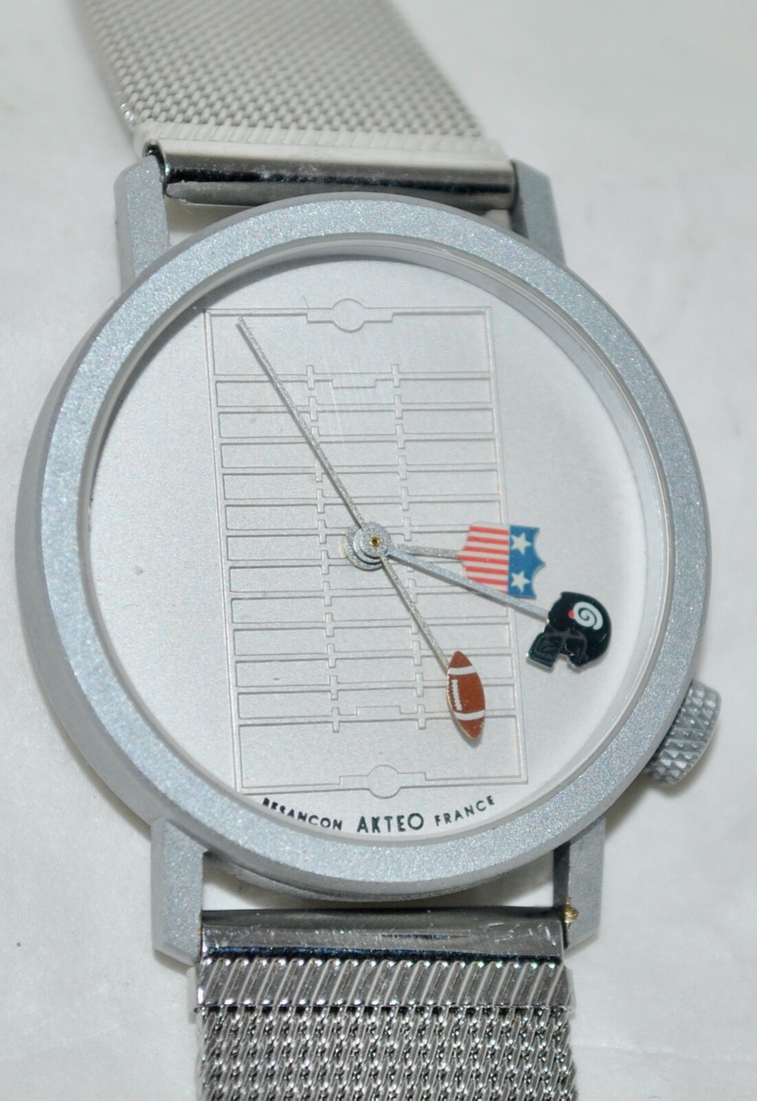 Akteo J.C. Mareschal Silver Animated Football Theme Watch Silver Mesh ...