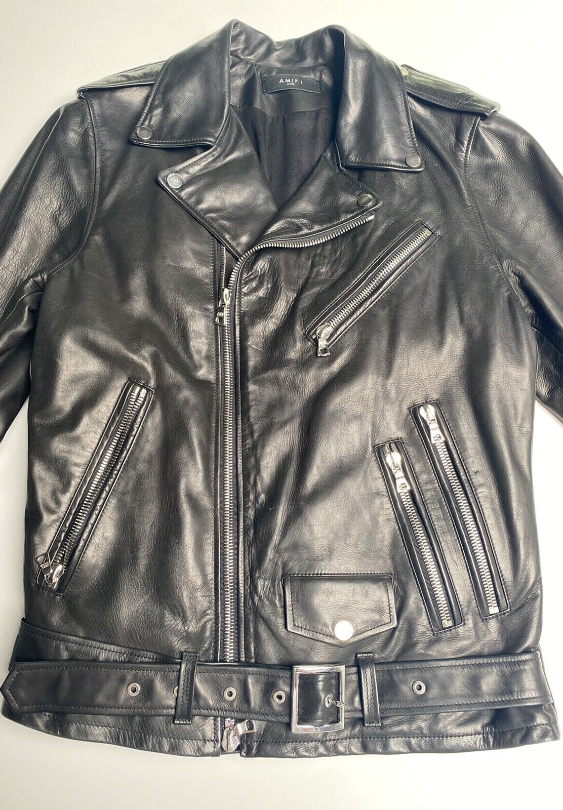 AMIRI MEN'S LEATHER PERFECTO BIKER JACKET SIZE LARGE … - Gem