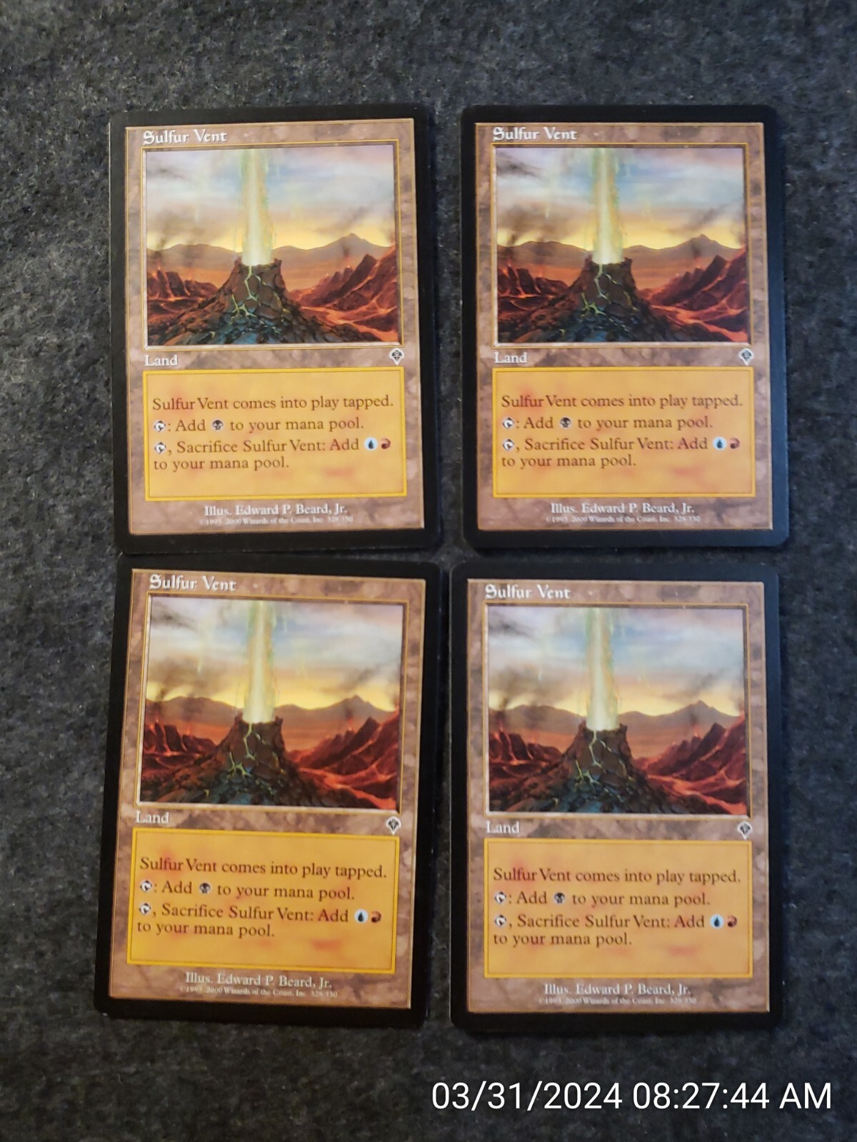 4 × MTG Sulfur Vent Card Magic the Gathering Invasion Playset NM ...