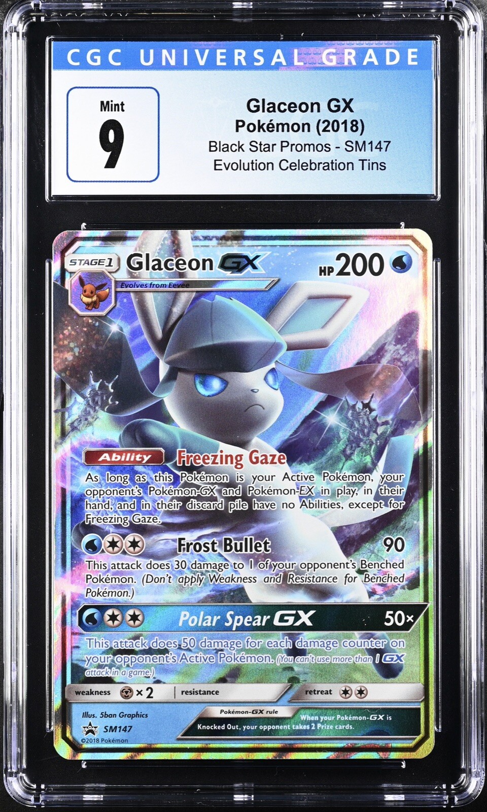 Pokémon CGC 9 MINT Glaceon GX SM147 Tin Promo | eBay