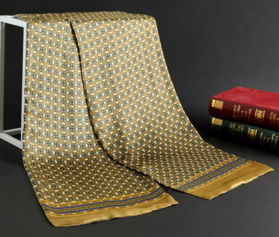 100% Silk men Scarf satin neckerchief Wrap Plaid Check yellow MY116-40 ...