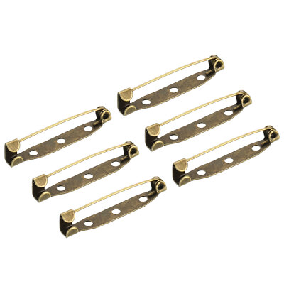 50Pcs Safety Bar Pins 35mm Brooch Clasp Pin Backs for ID Badges, Bronze ...