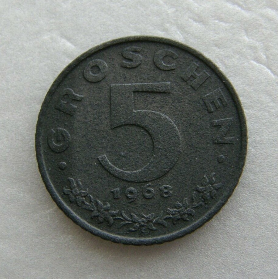 Austria Coin 5 Groschen 1968 Zinc 19mm | eBay