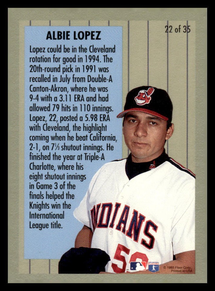 1994 Fleer 22 Albie Lopez Major League Prospects Insert | eBay