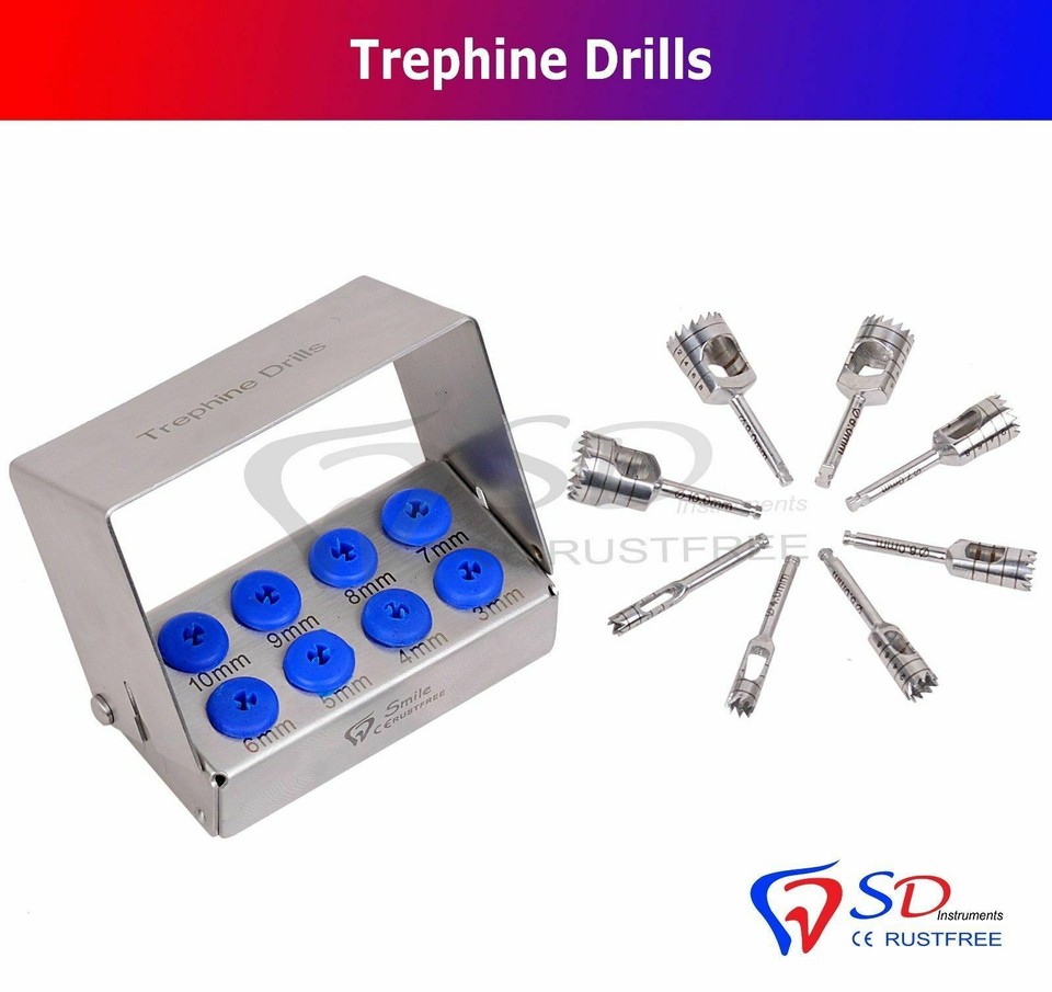 8 Pieces Dental Trephine Drill Kit Surgical Burs For Bone Grafting CE ...