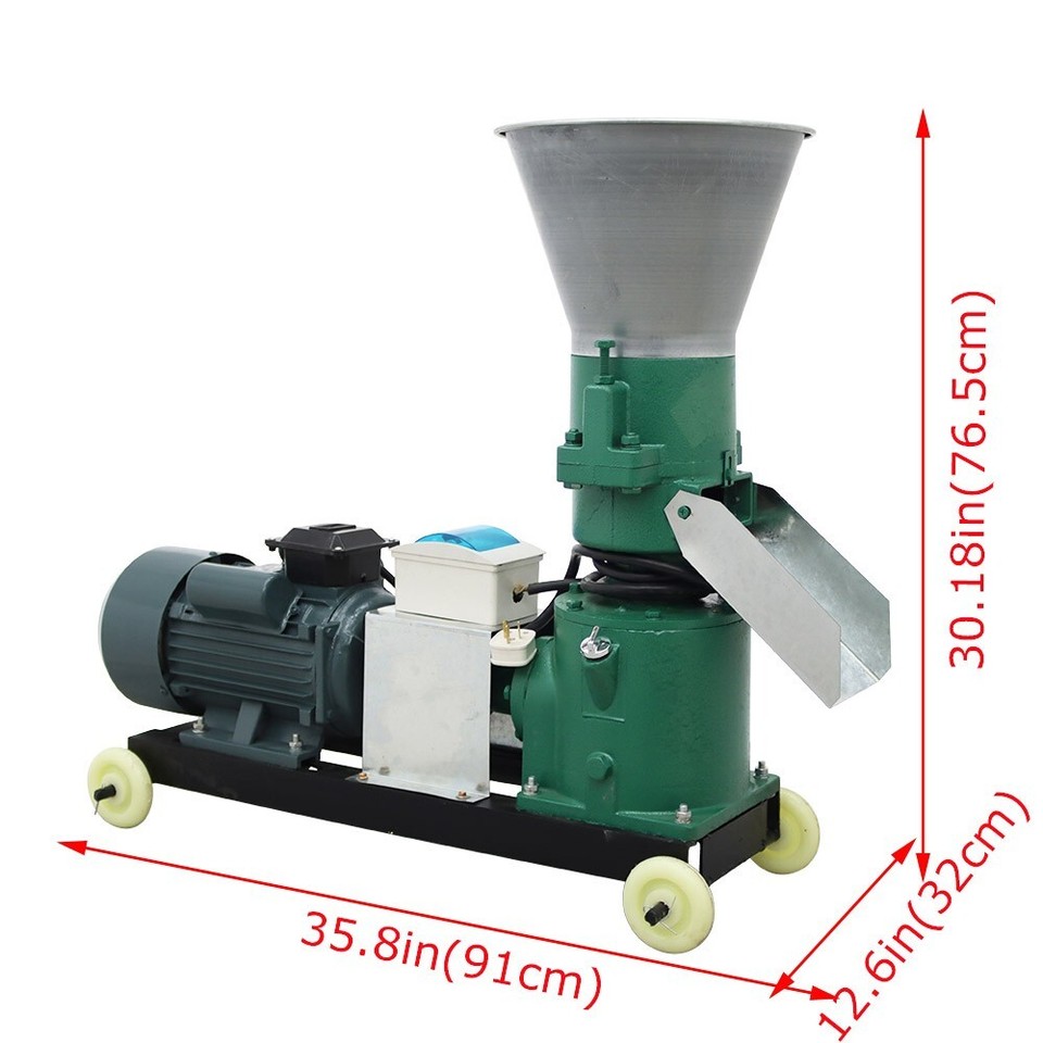 2mm&5mm Dies 2 Rollers Feed Pellet Mill Machine Pelletizer 220V 150KG/H ...