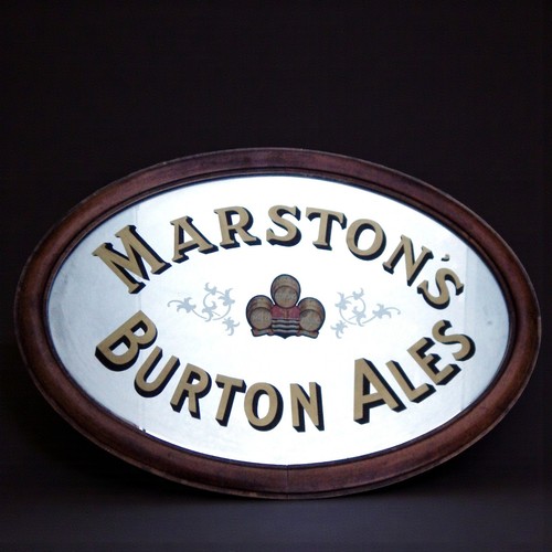 MARSTONS BURTON ALES Early 20th Century Antique ADVERTISING WALL MIRROR ...