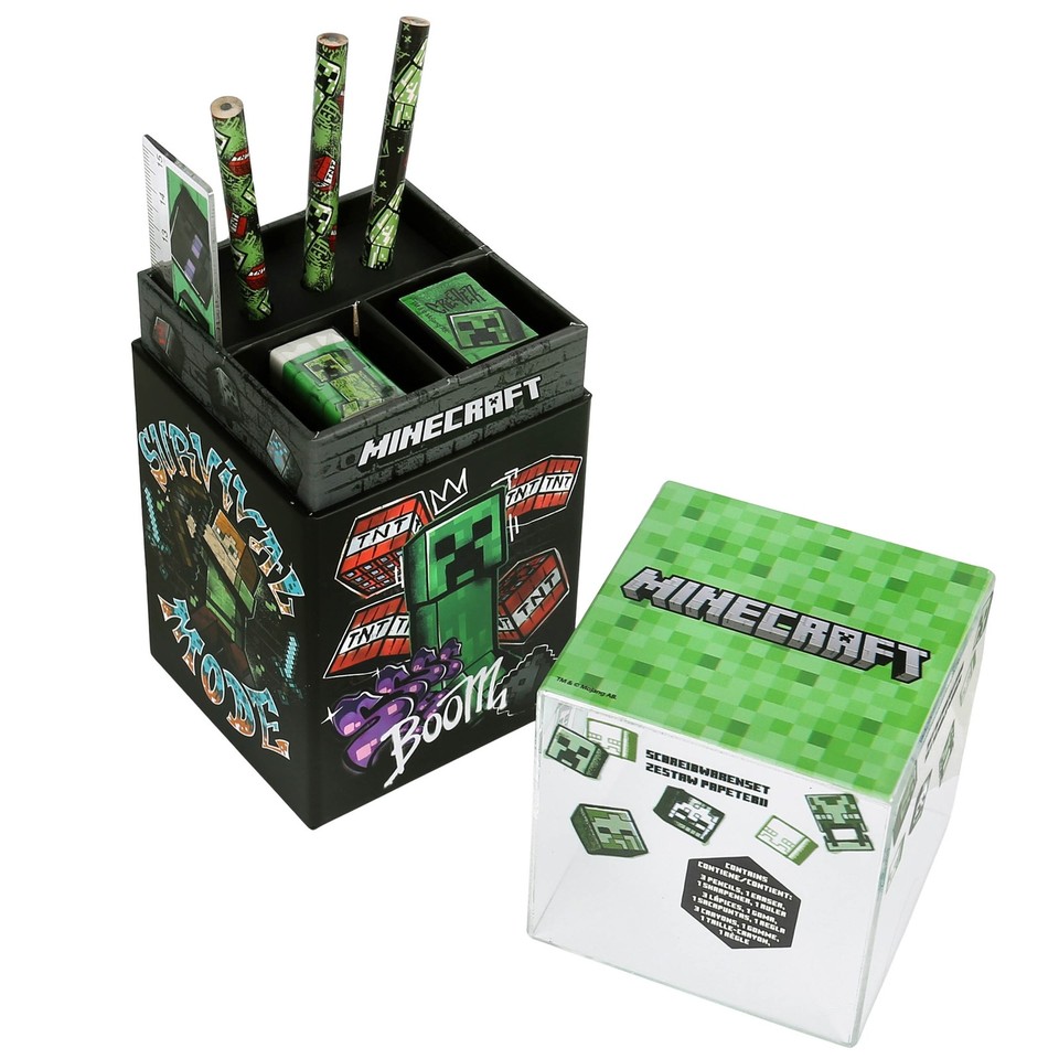 Minecraft Desk organizer with school supplies, organizer with ...