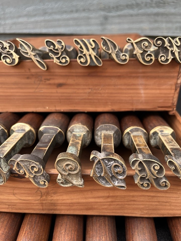 Antique Bookbinding Old English Large Letters Finishing Tools By De ...
