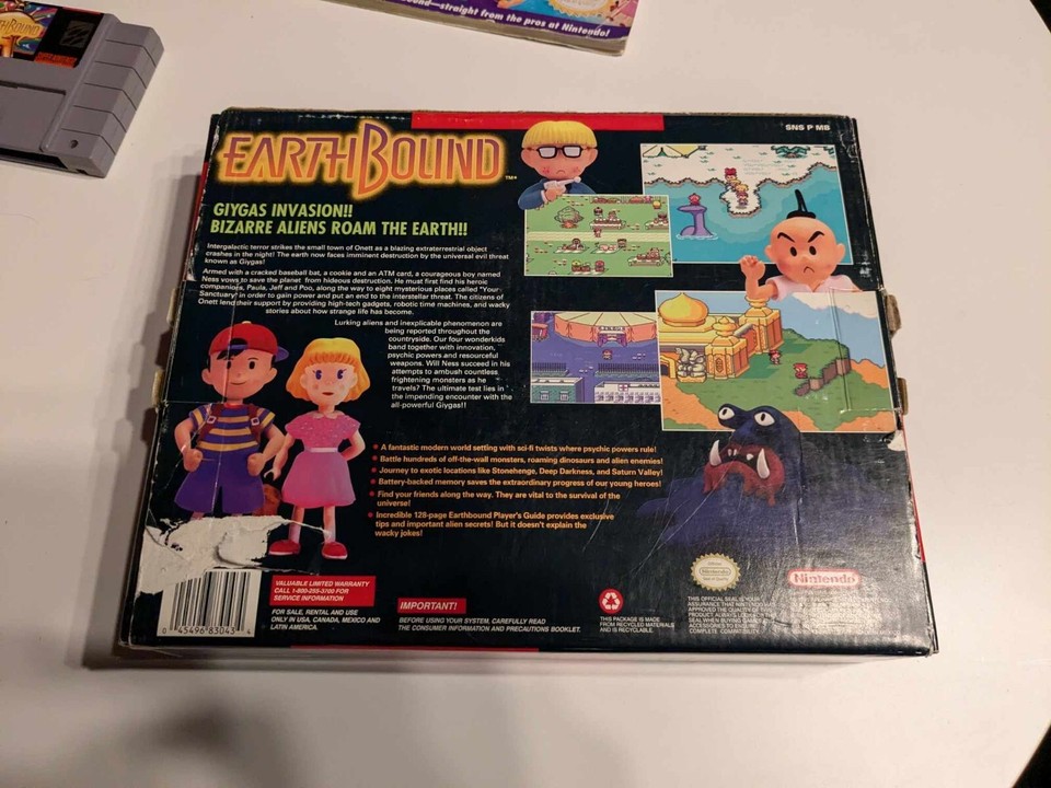 GORGEOUS CIB! Earthbound SNES Super Nintendo Complete in Box Guide with ...
