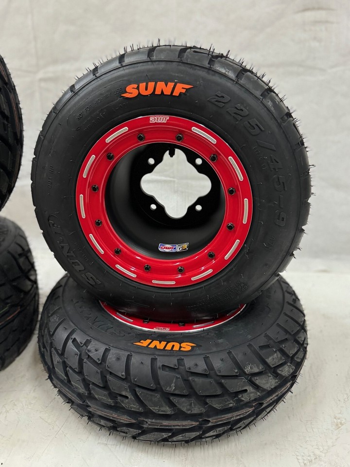 DWT G3 Red Beadlock Rims Sunf A021 Street Tires Yamaha Banshee Raptor ...
