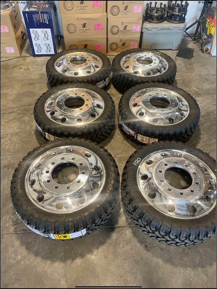 6 NEW 24"New Dually Wheels Classic Alcoa Style 10 Lug rims with caps ...