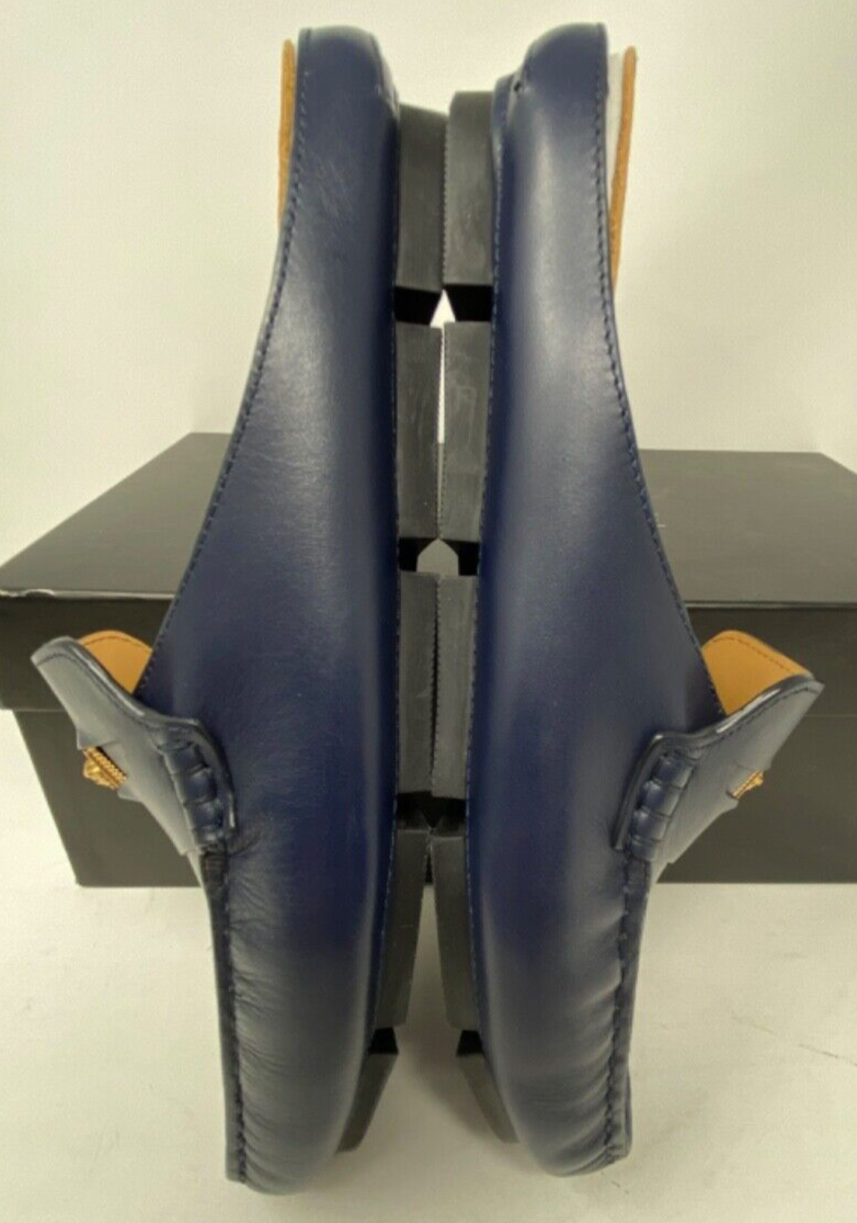 Versace Medusa Biggie Driver Mules Navy Blue Leather $625 Size 9.5 / 42 ...