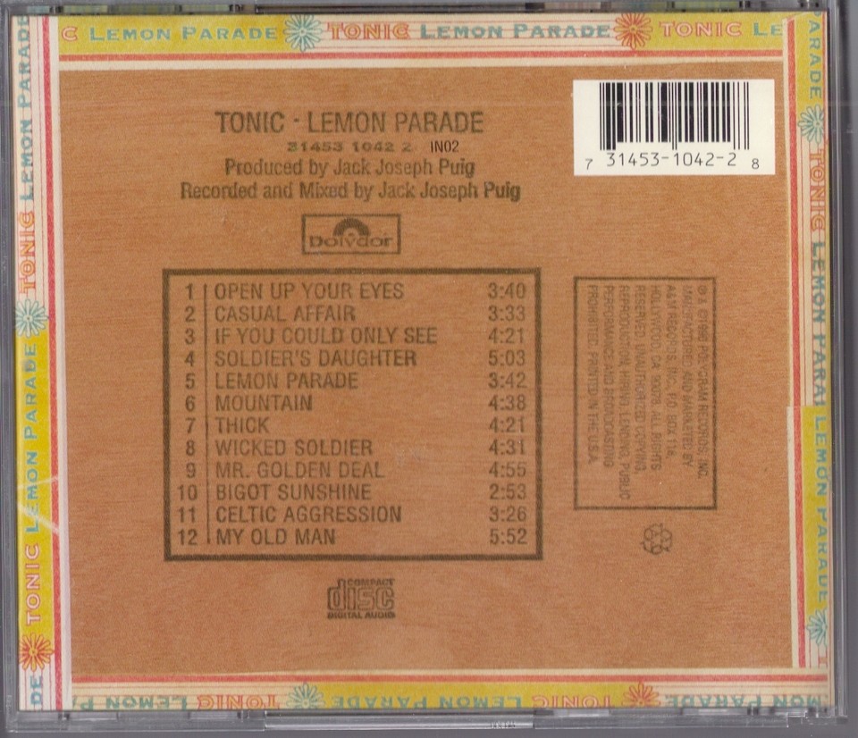 Tonic - Lemon Parade (CD, Jul-1996, A&M (USA)) | eBay