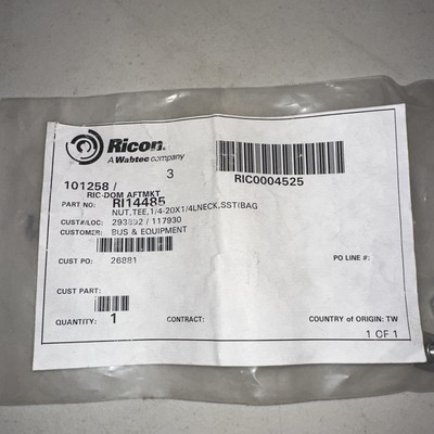 Ricon nut tee 1/4-20*1/4 RI14485 | eBay