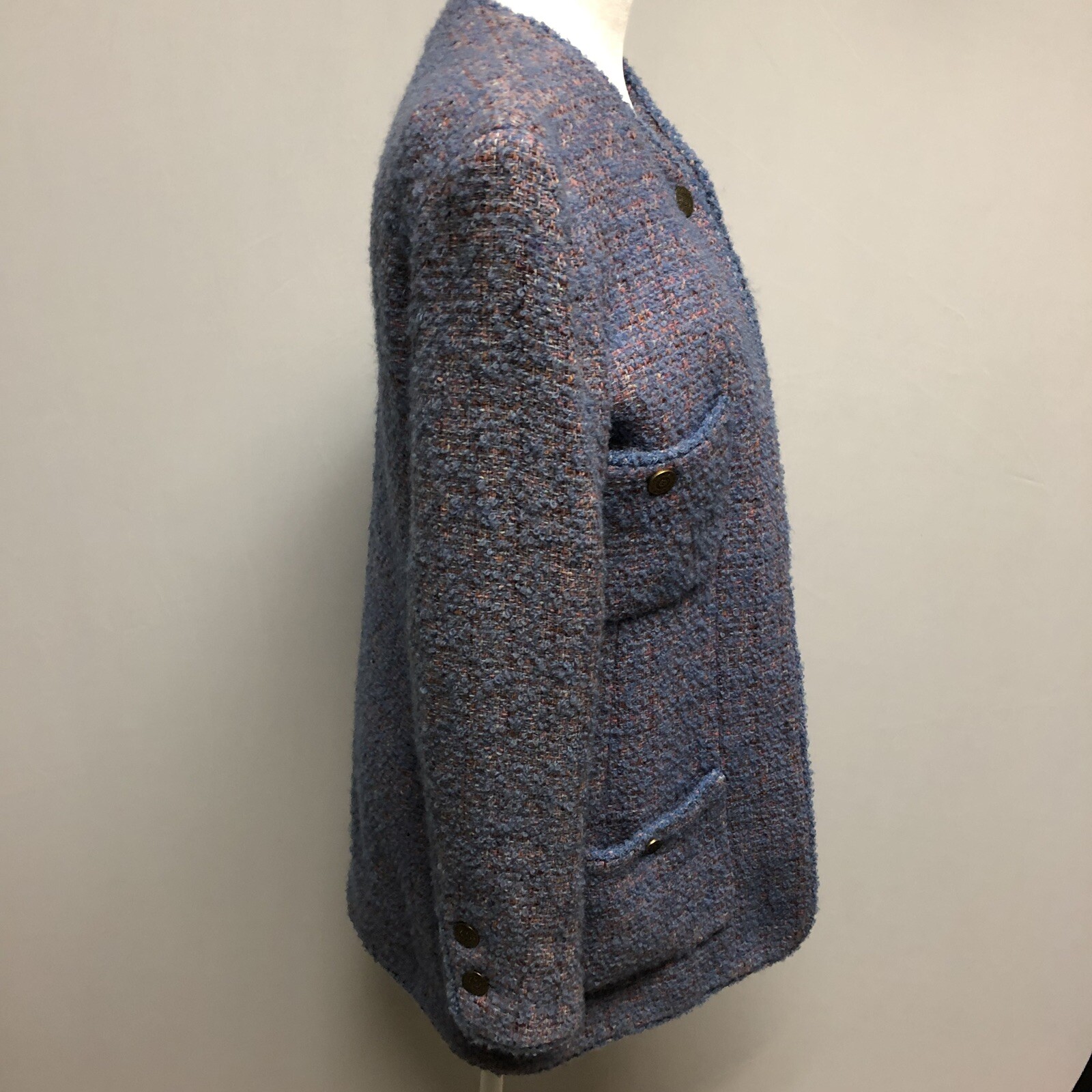Vintage Chanel 97A Boucle Tweed Jacket Pink & Blue Mu… - Gem