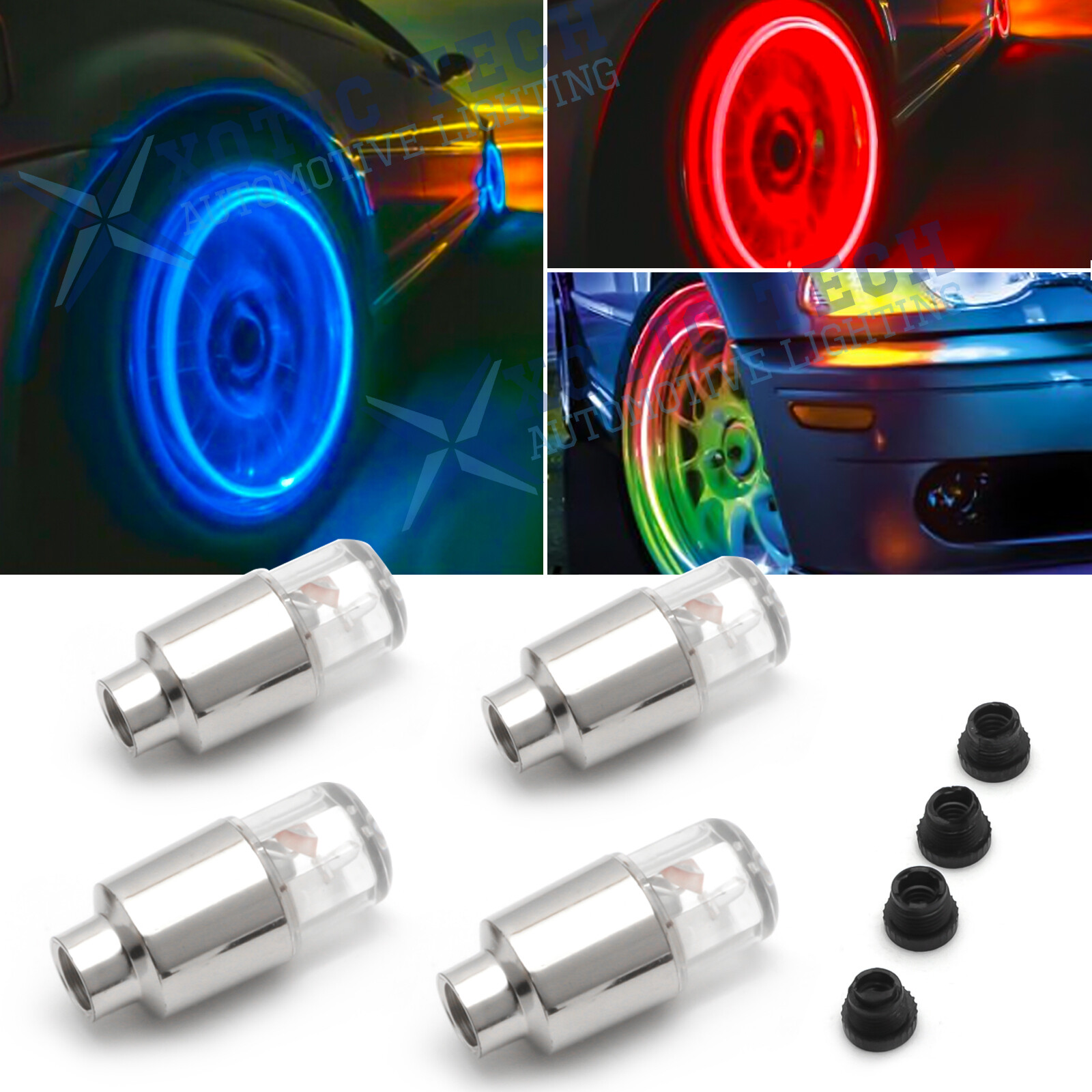 Neon LED Wheel Tyre Tire Air Valve Stem Cap Light Lamp Car Motorcyle ...