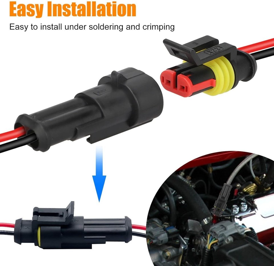 2 Pin Connector Waterproof Wire Connectors 2 Pin Automotive Electrical ...