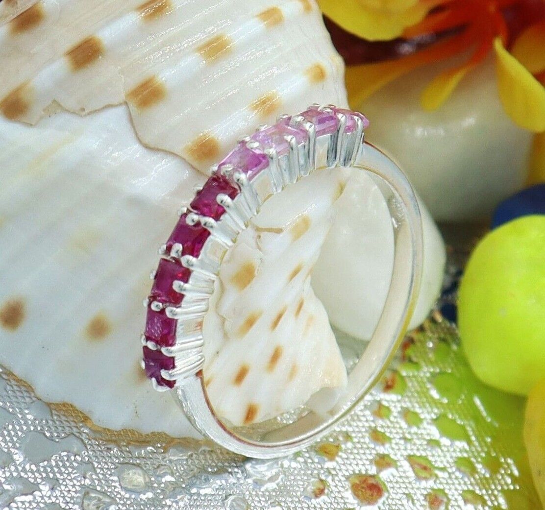 Ombre Sapphire Eternity Ring Sterling Silver Lab Created Pink Sapphire ...