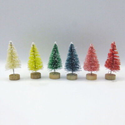 24 Pcs Bamboo Christmas Village Trees Snow Globe Desk Topper | eBay