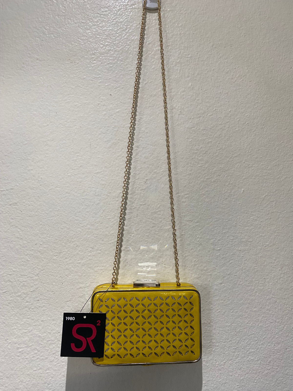 SR2 Sondra Roberts Squared YELLOW w/ Gold Inlay Mini Clutch Purse w ...