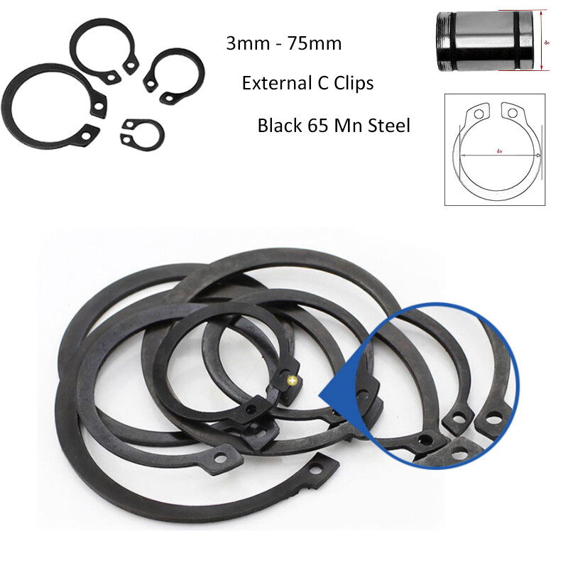 3mm - 75mm For Shaft External C Clips Circlips Retaining Ring Black 65 ...