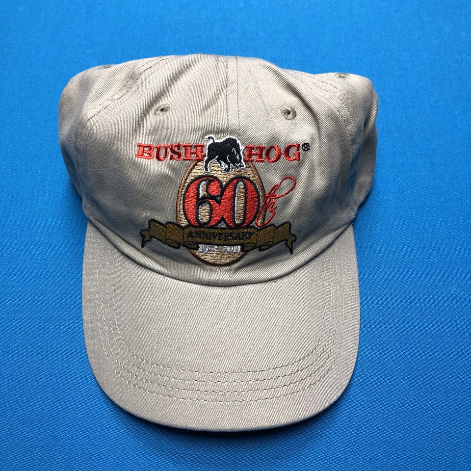 Vtg Bush Hog Khaki Canvas Baseball Cap Hat Embroidered Logo 60 ...