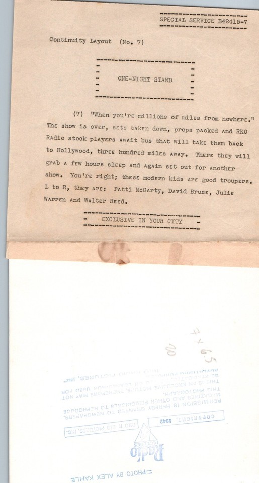 Julie Warren + Patti McCarty + David Bruce + Walter Reed (1942) Photo K ...