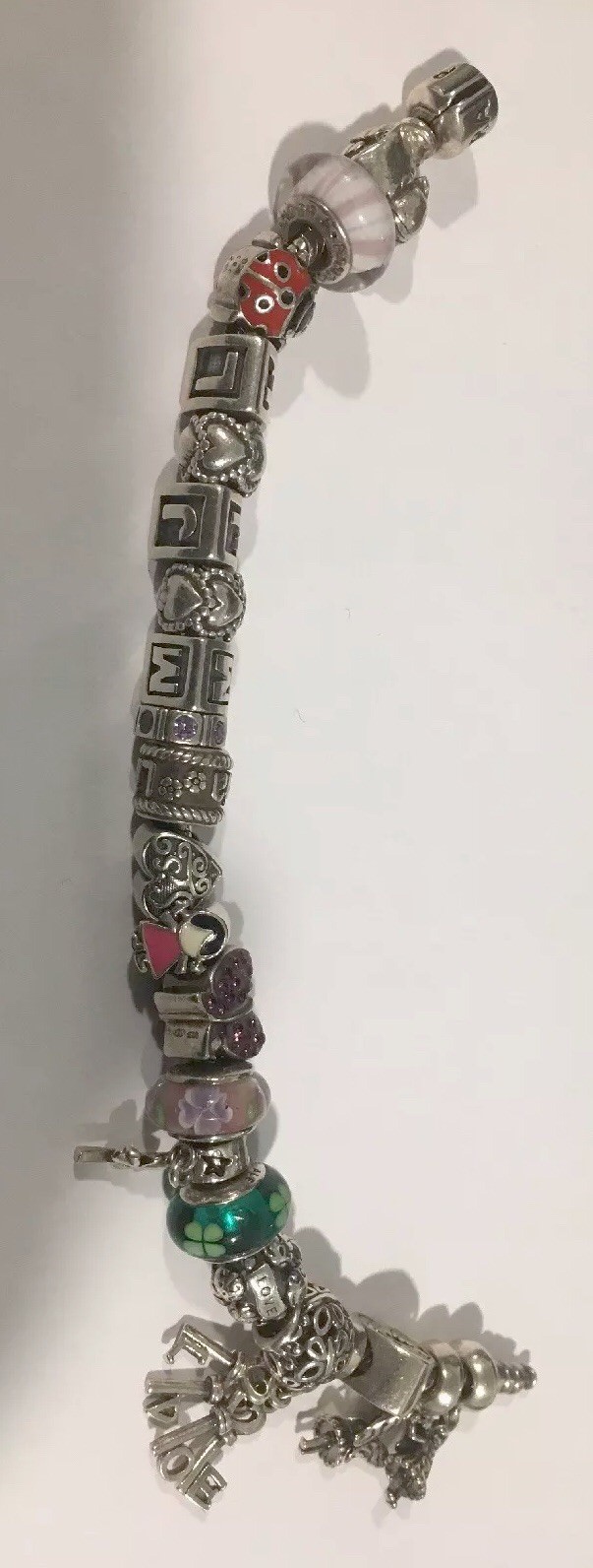 Pandora Silver Bracelet With 22 Original Initials Love Key Mom & Ale ...