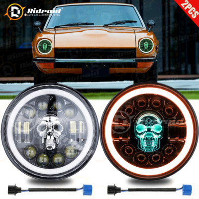 2x7" Inch RGB LED Headlights Halo Ring For Datsun 240Z 260Z 280Z 280ZX ...