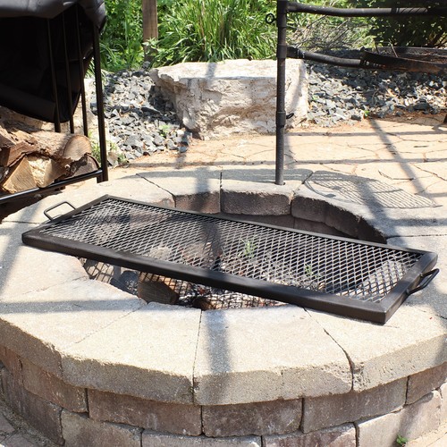40 in Black Steel X-Marks Fire Pit Cooking Grill with Handles by ...