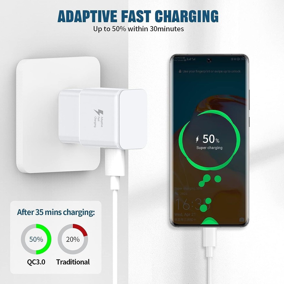 5X For Samsung Galaxy S10 Note10 S8 S9 Plus S22 Fast Wall Charger US ...