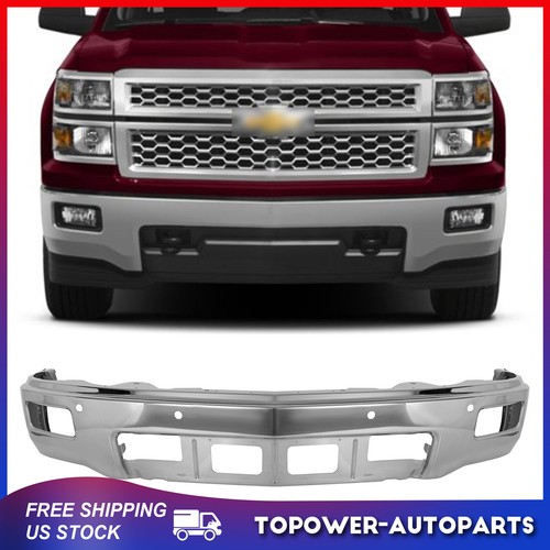 Chrome Front Bumper 23173678 For 14-15 Silverado 1500 w/ Fog Light ...