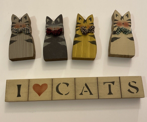 I Love Cats shelf sitters 4 cats felines kittens plus I heart cats ...