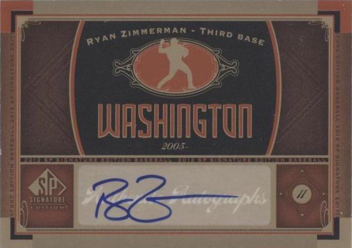 2012 SP Signature Edition - Ryan Zimmerman #WAS 1 (AU) for sale online ...