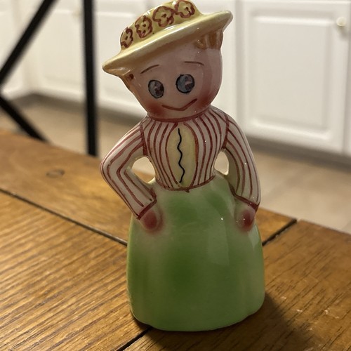 anthropomorphic vintage Lady with yellow hat salt shaker | eBay