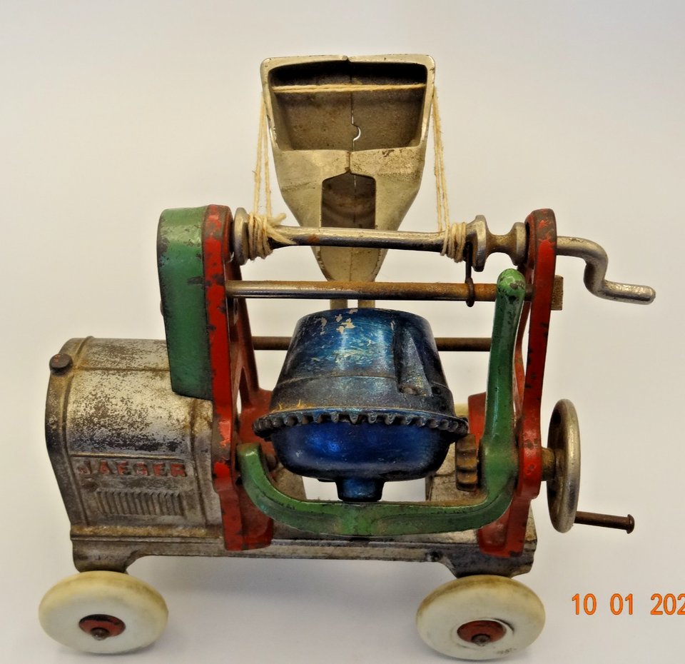 Antique Kenton Jaeger Cement Mixer Cast Iron Toy All Original | eBay