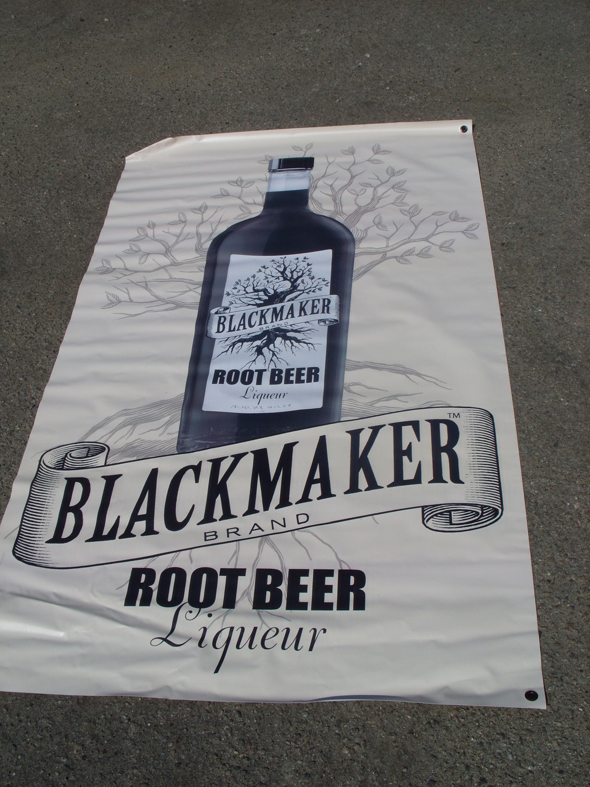 BLACKMAKER ROOTBEER LIQUEUR - PROMO VINYL CANVAS WALL BANNER 60 x 35 ...