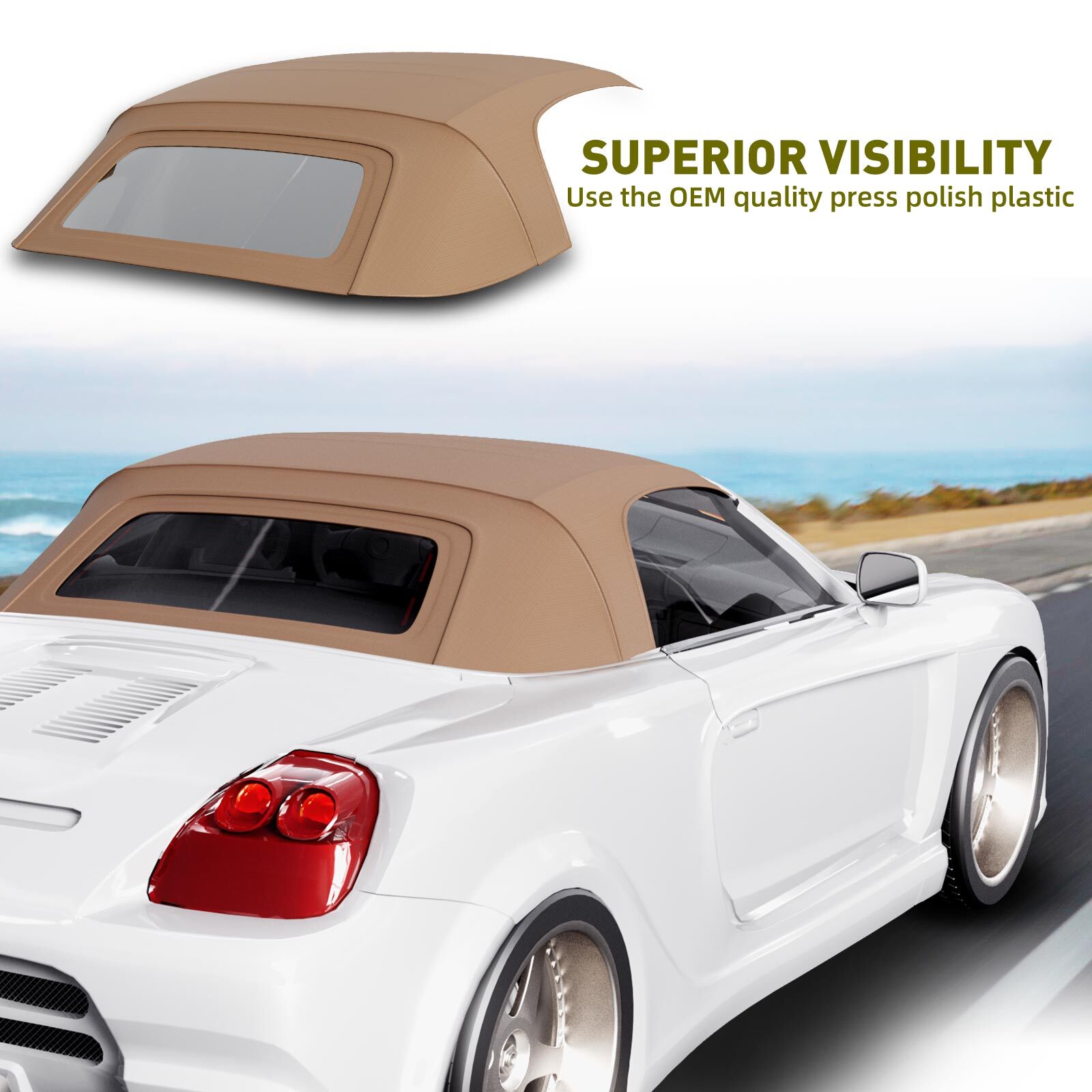 Tan Convertible Soft Top for Toyota MR2 Spyder 2000-2005 1.8L wih Glass ...