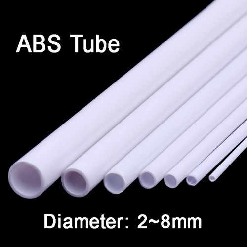 White ABS Round Hollow Tube Dia 2~8mm Plastic Pipe Long 25cm ...