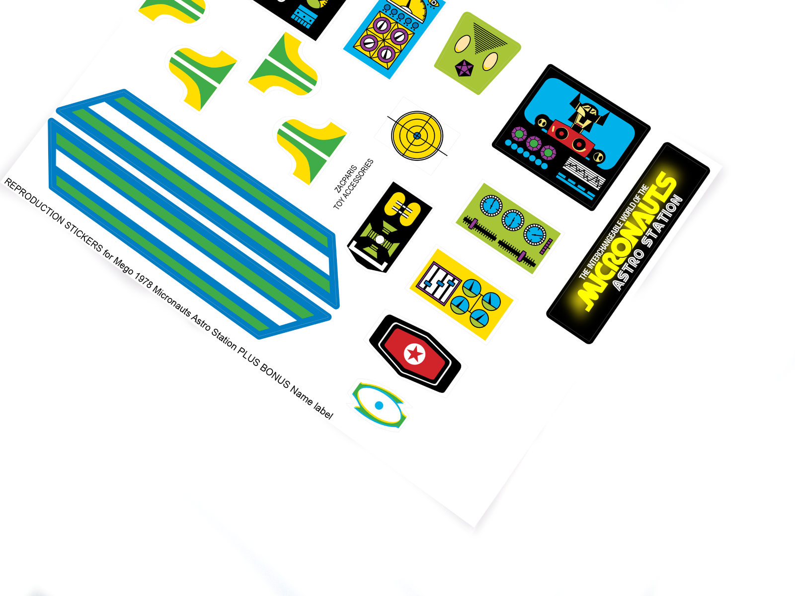 CUSTOM STICKERS for 1976 Mego Micronauts Astro Station + NAME LABEL | eBay