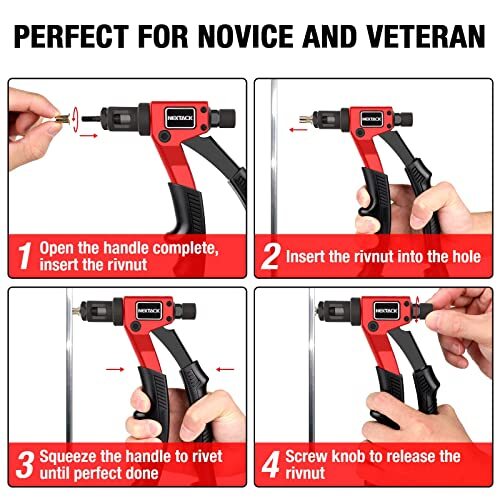 Rivet Gun Kit Tool Rivnut Thread Nut Setting Drill Bit Metric SAE Hand ...