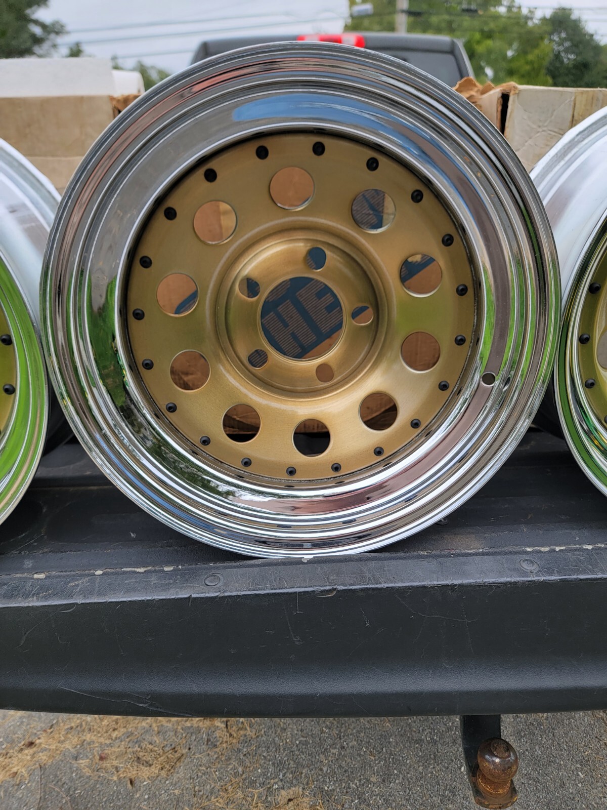 NOS Vintage Set Of Keystone Appliance 15×7 Gold Solar Wheels Rims Ford ...