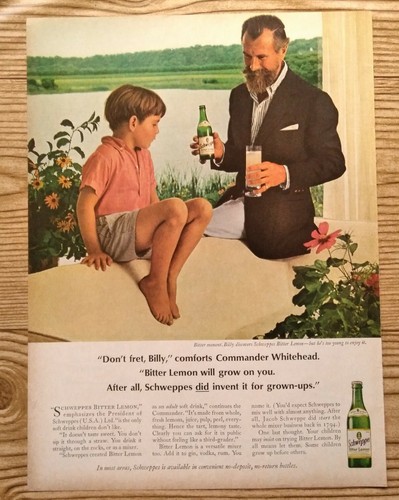 1966 Schweppes Bitter Lemon Commander Whitehead Photo Vintage Magazine ...
