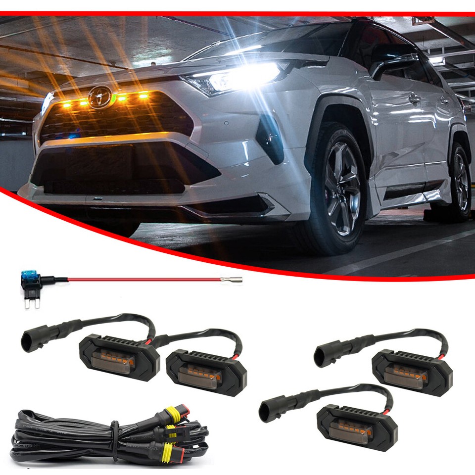 Smoked Raptor Style LED Marker Front Grille Lights Kit for 2019 & up ...