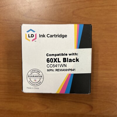 LD Reman Replacement for HP 60XL CC641WN High Yield Black Ink Cartridge ...
