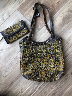 29b Kippys Handbag Shoulder Tote Bag And Wallet Brown Leather $1170 Nwt ...