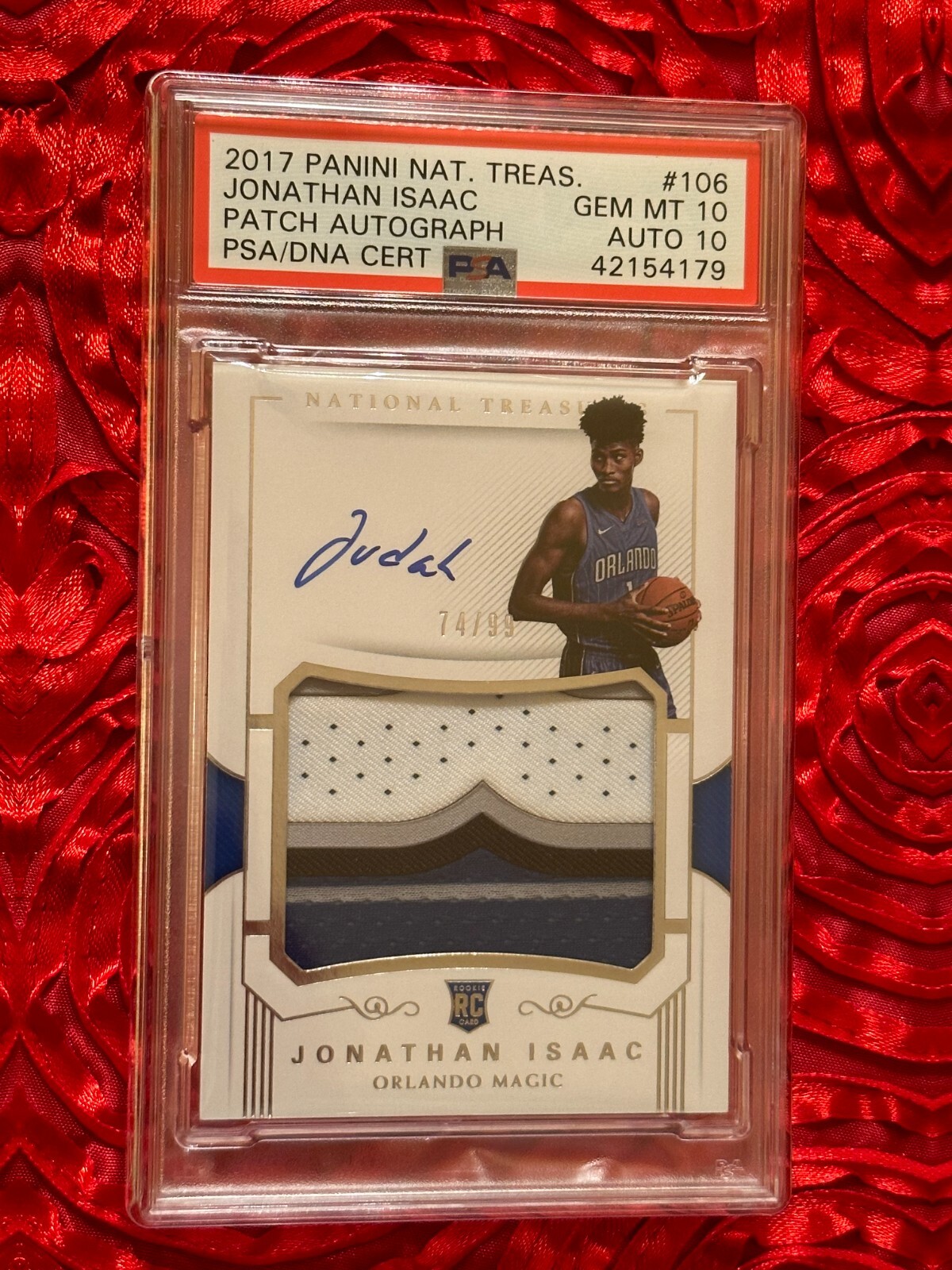2017-18 National Treasures Jonathan Isaac Rookie Auto Patch /99 PSA 10 ...