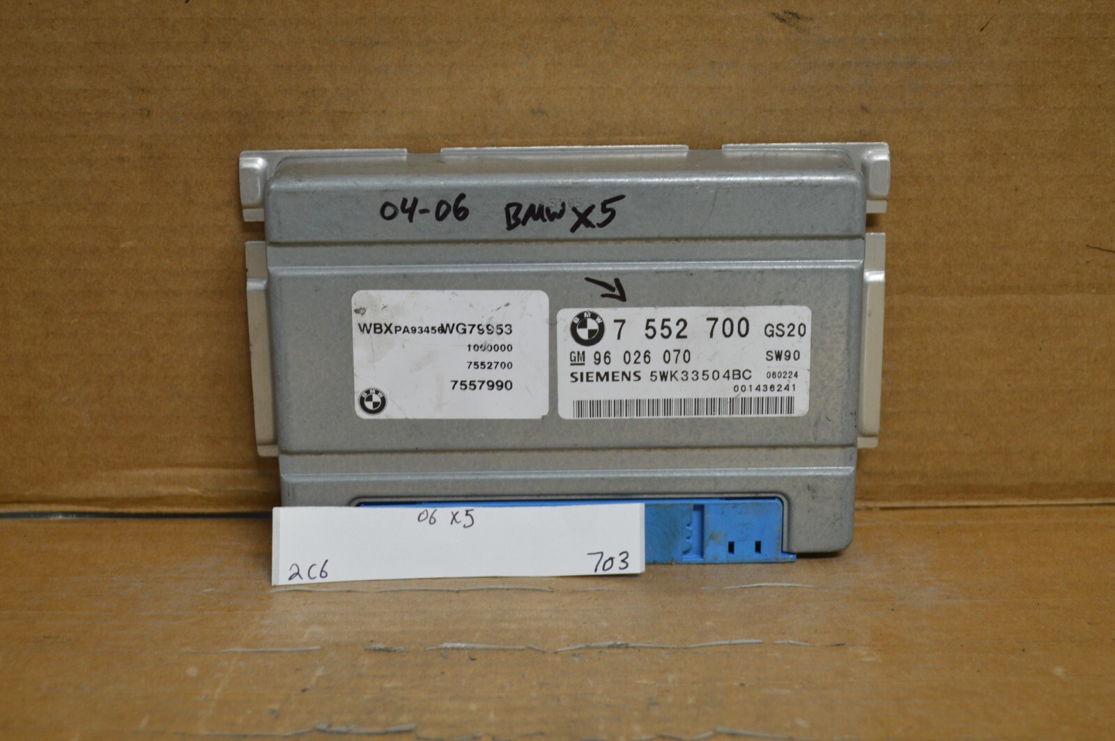 2004-2006 BMW X5 3.0L Transmission Control Unit TCU 7552700 Module 703 ...