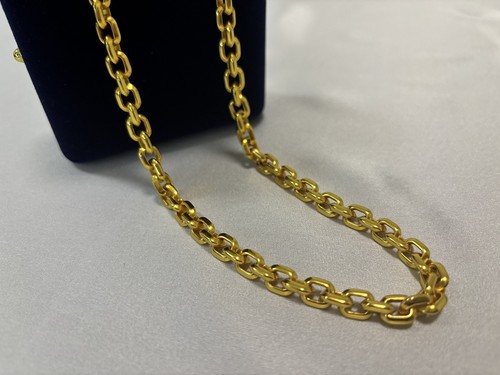 Pure 999 24K Solid Yellow Gold 8MM 23in 74g Square Shape Chain Necklace ...